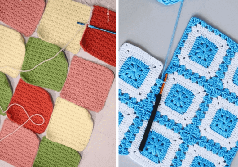 Square de Crochê: Como fazer quadrados, gráfico e passo a passo